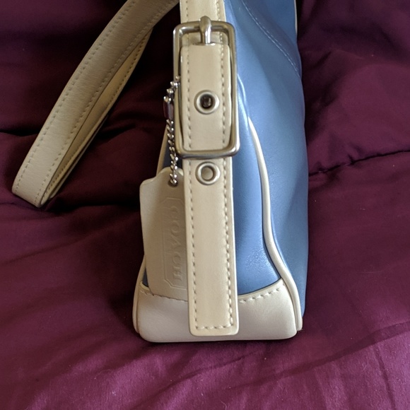 Coach | Bags | Authentic Coach Purse Small Light Blue White Leath ...